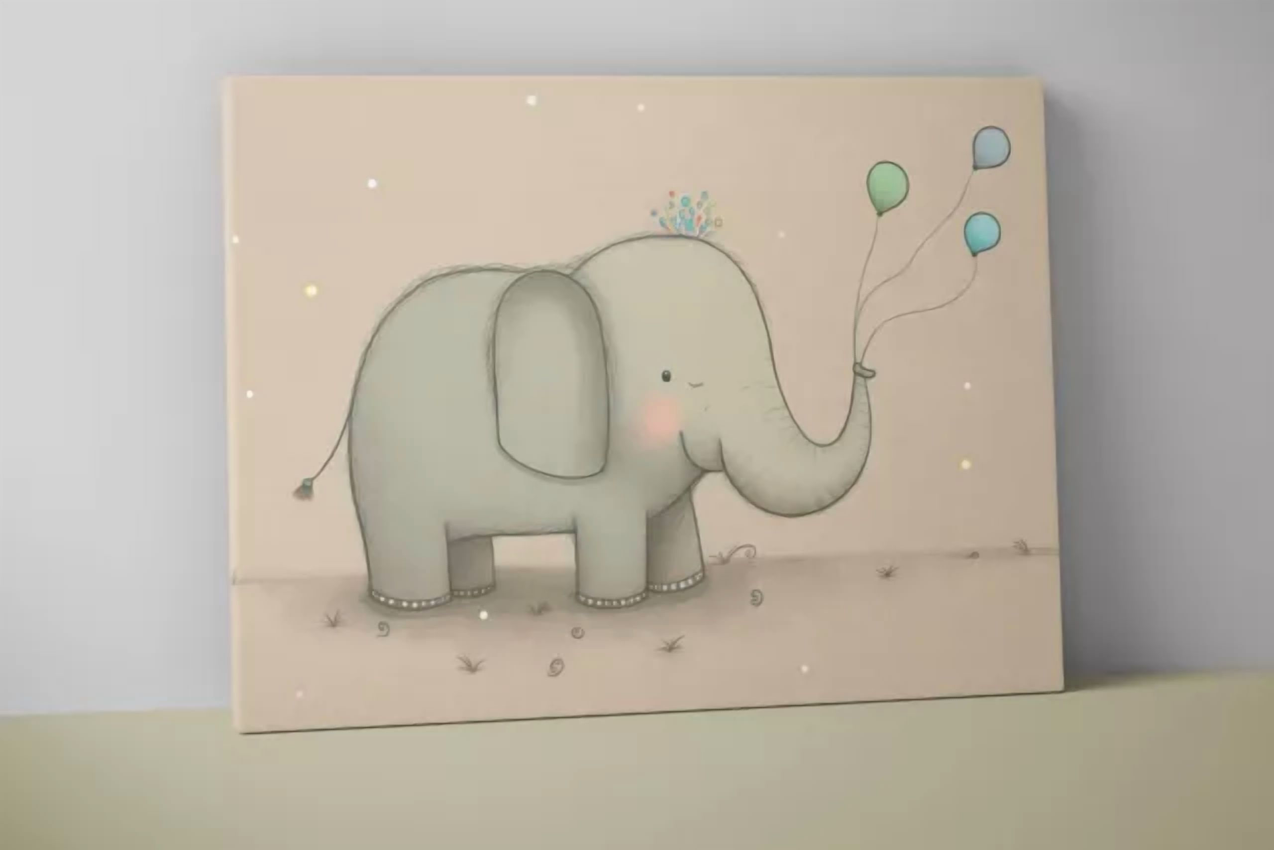 Cute Elephant Art Print - Jungle Safari Nursery Theme - Animal Wall ...