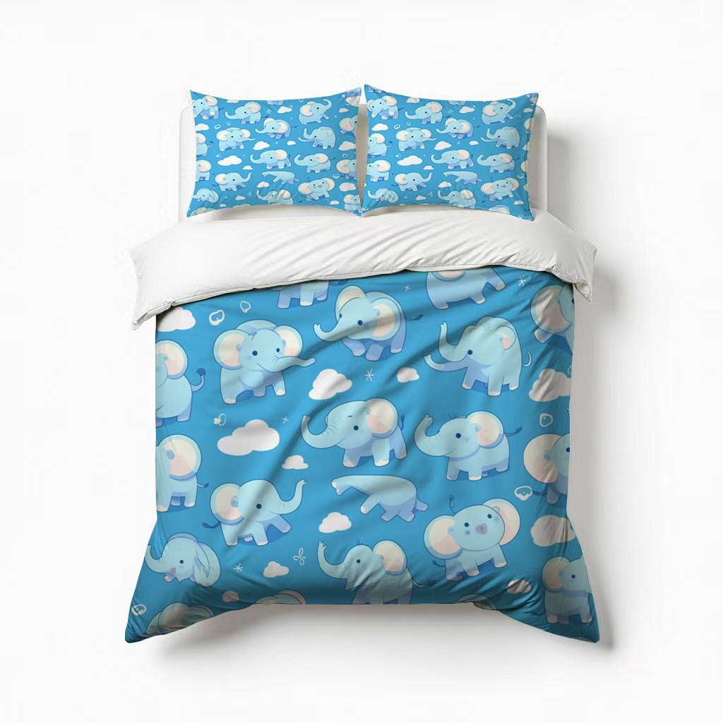 Cute Elephant Bedding Set 3 Pcs Soft Microfiber Quilt Cover For Bedroom ...
