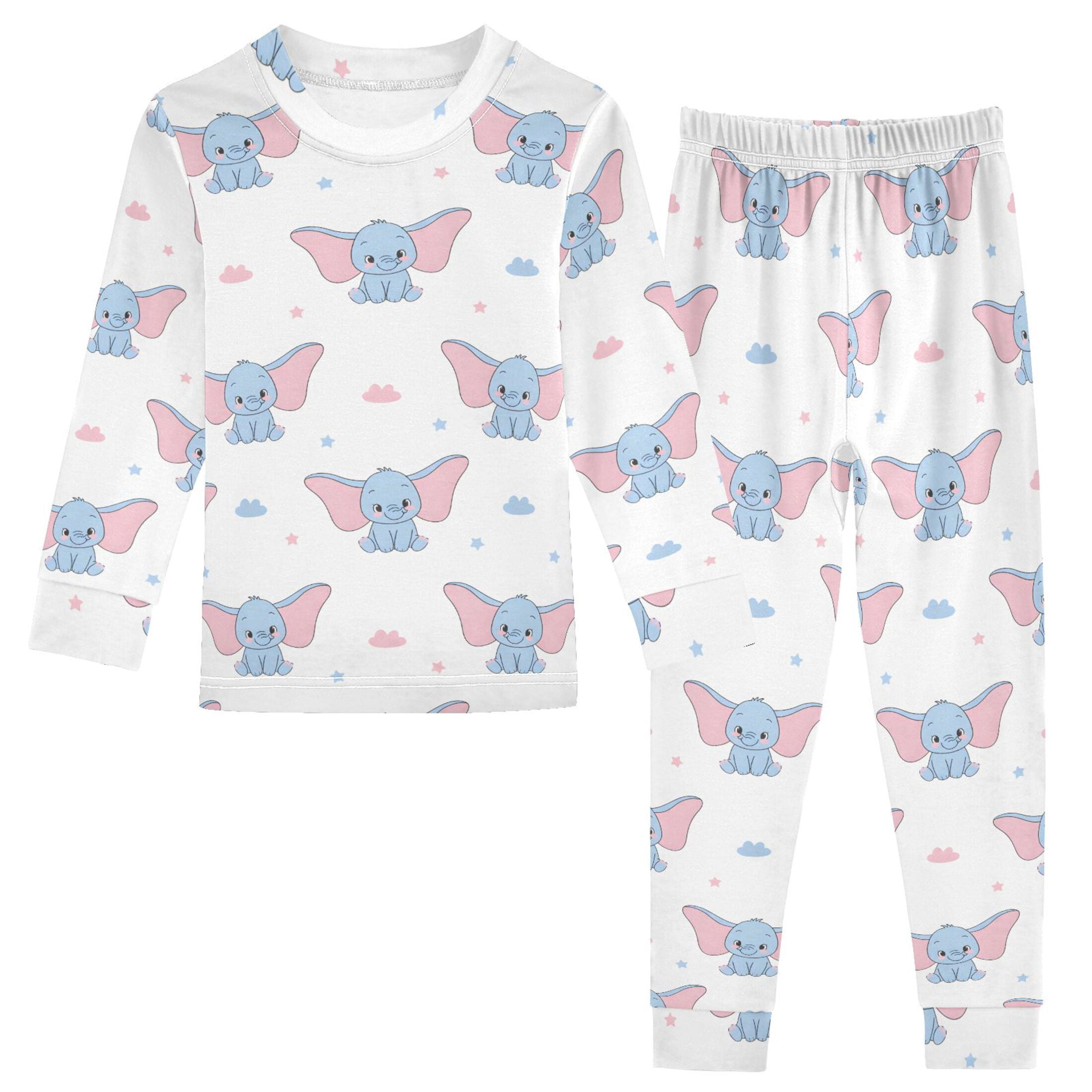 Cute Elephant Cotton Pajamas 2 Piece Set Sleepwear Soft and Comfortable ...