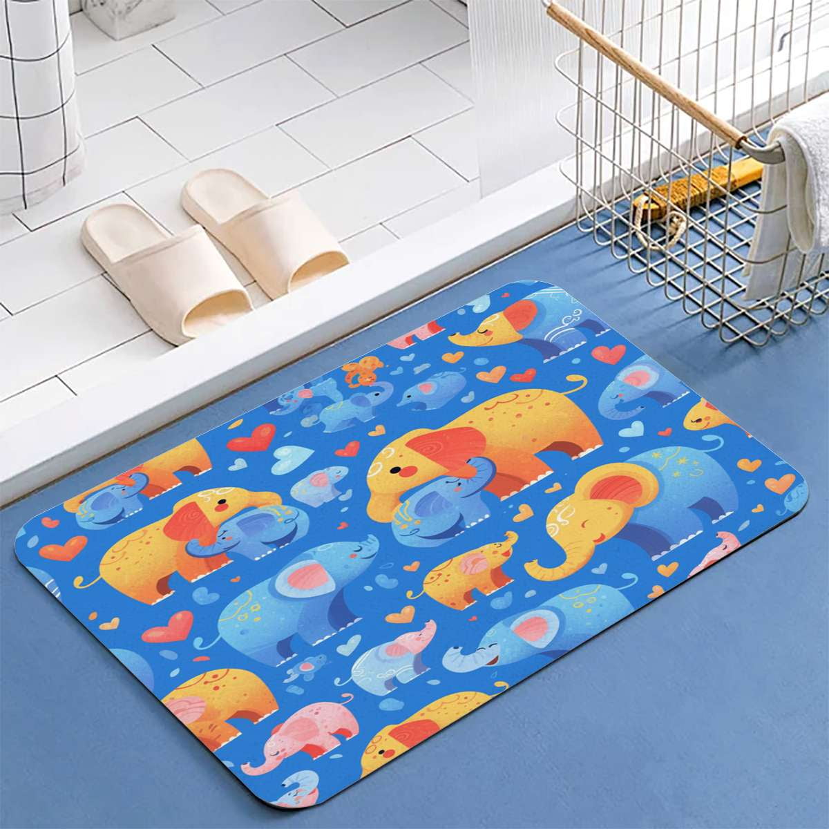 Cute Elephant Diatomite Bath Mats Bathroom Absorbent Anti Slip Floor ...