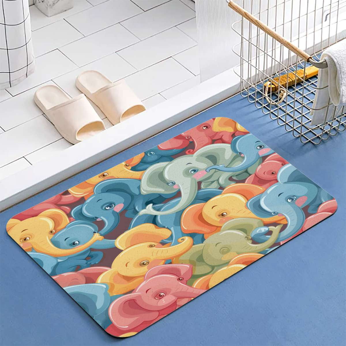 Cute Elephant Diatomite Bath Mats Bathroom Absorbent Anti Slip Floor ...