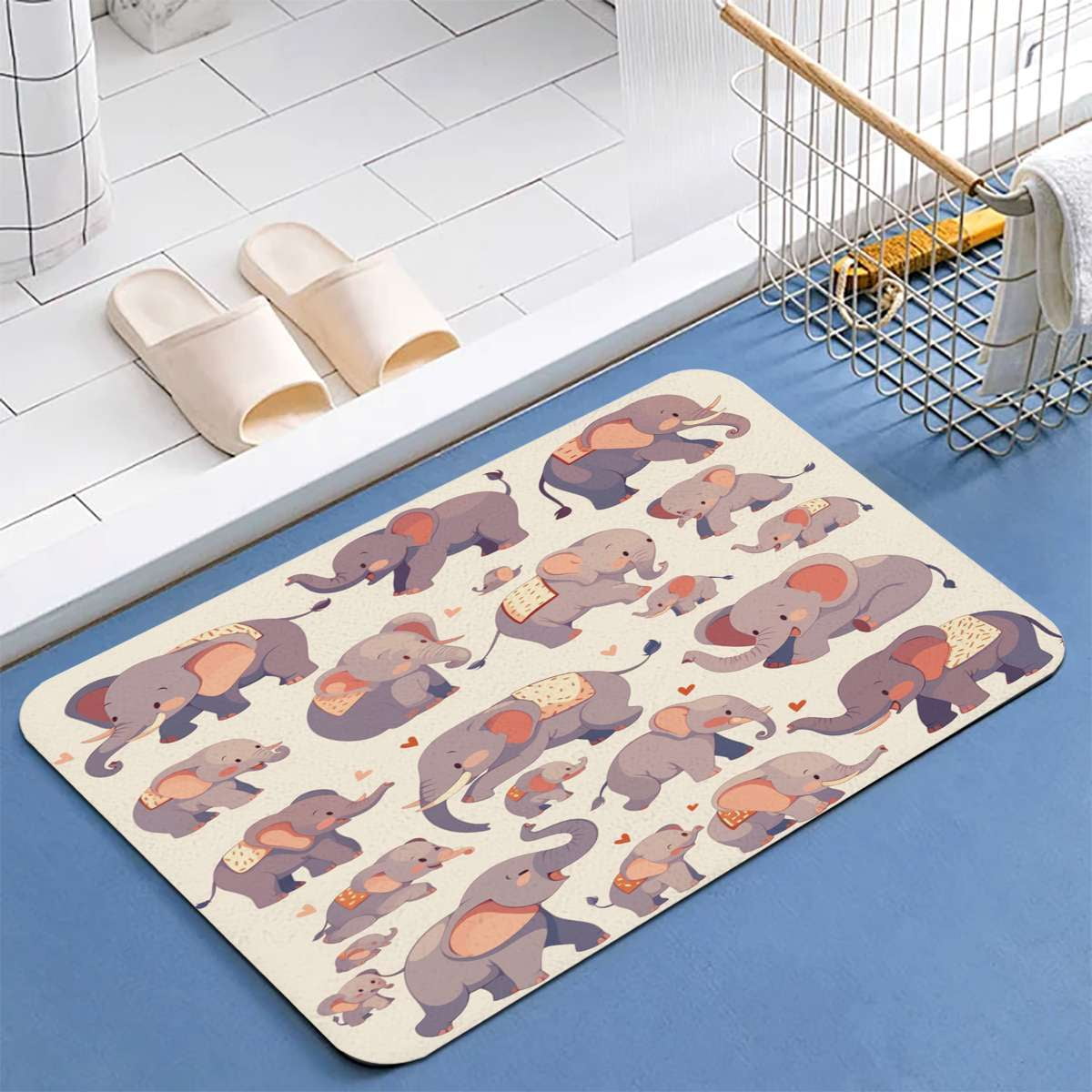 Cute Elephant Diatomite Bath Mats Bathroom Absorbent Anti Slip Floor ...