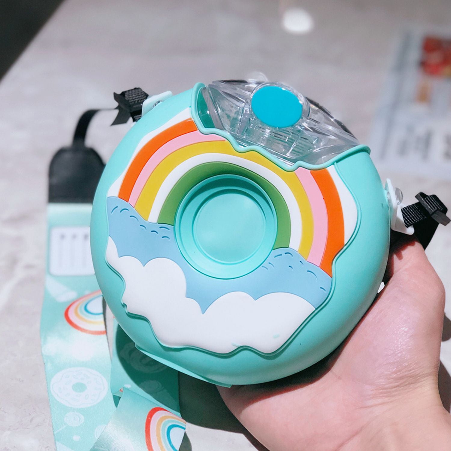 Cute Elephant Doughnut Donut Kettle Straw Battle Cartoon Donut Water ...