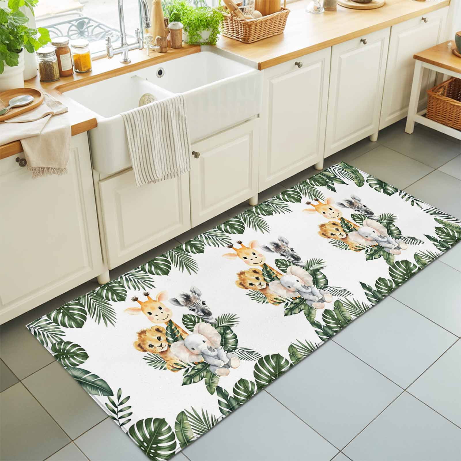Cute Elephant Giraffe Lion Rectangle Area Rug 2x6ft,Living Room Rug Non ...
