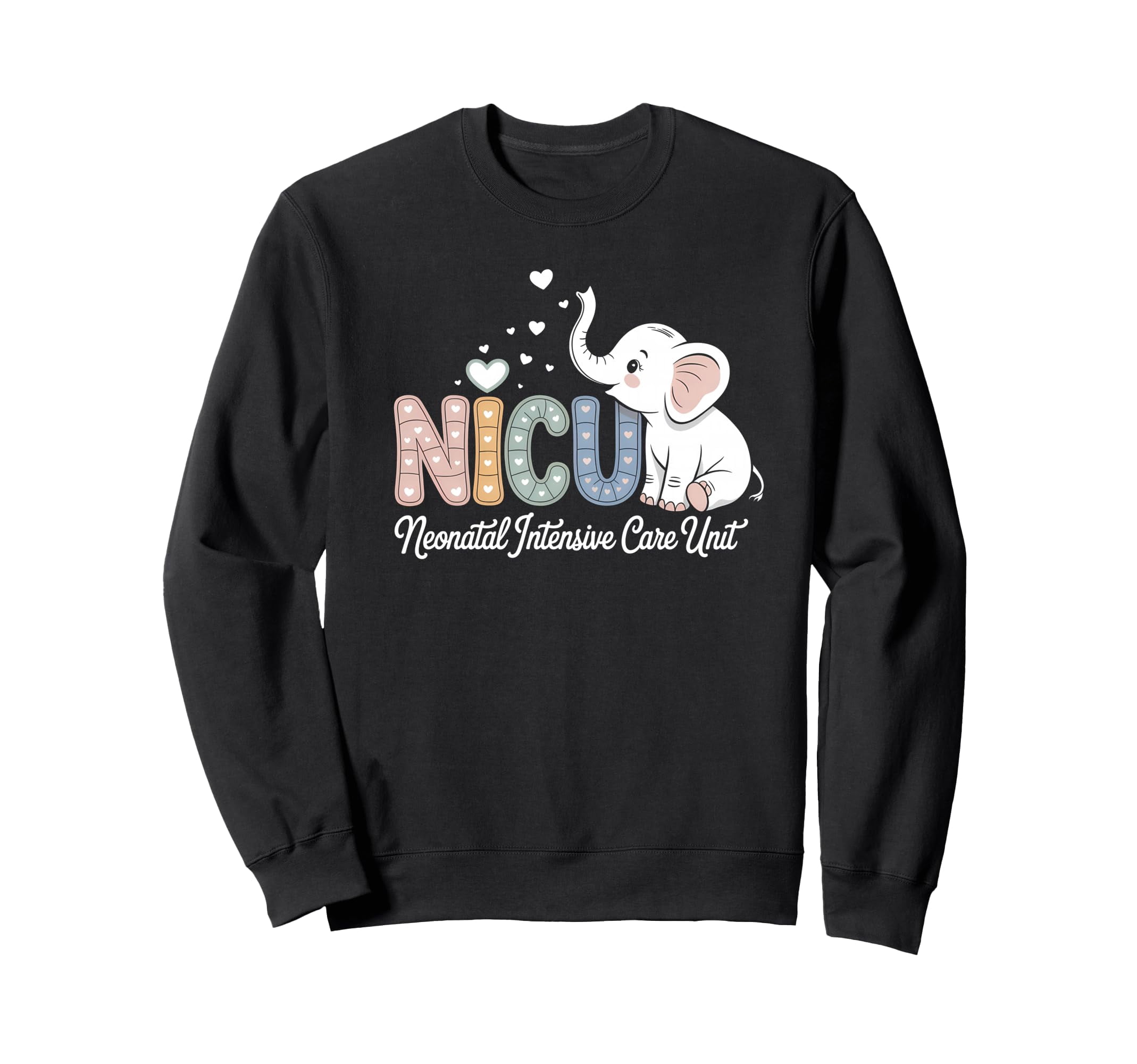 Cute Elephant Nurse NICU Team Sweatshirt for Neonatal Intensive Care ...