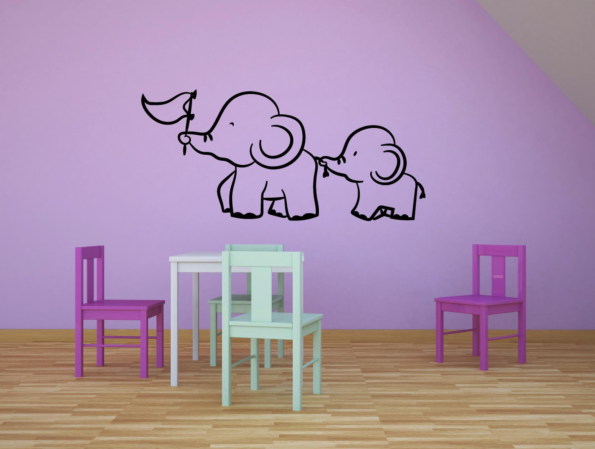 Cute Elephant Parade Elephants Cartoon Animal Wall Sticker Art Decal ...