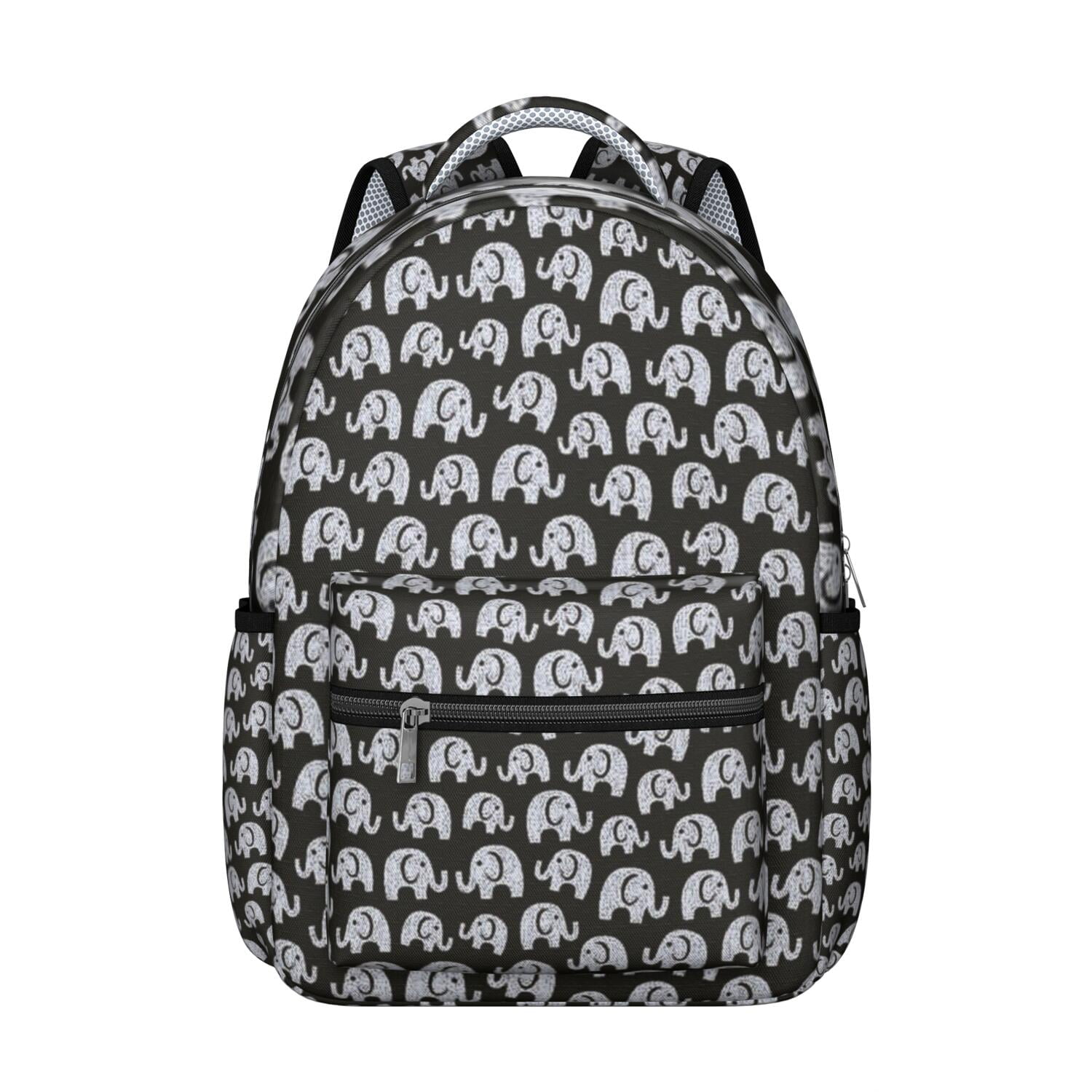 Cute Elephant Print College Backpack - Waterproof Durable Bookbag ...