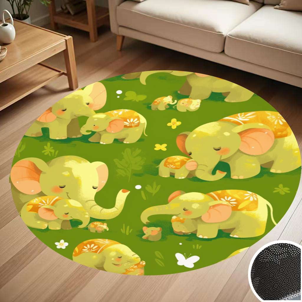 Cute Elephant Round Carpet Living Room Bedroom Home Decoration Coffee ...