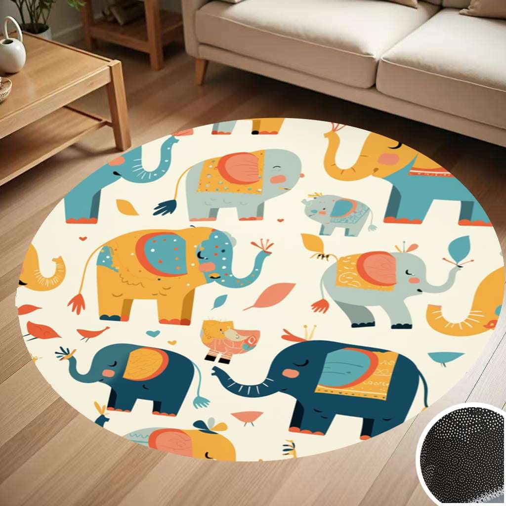 Cute Elephant Round Carpet Living Room Bedroom Home Decoration Coffee ...
