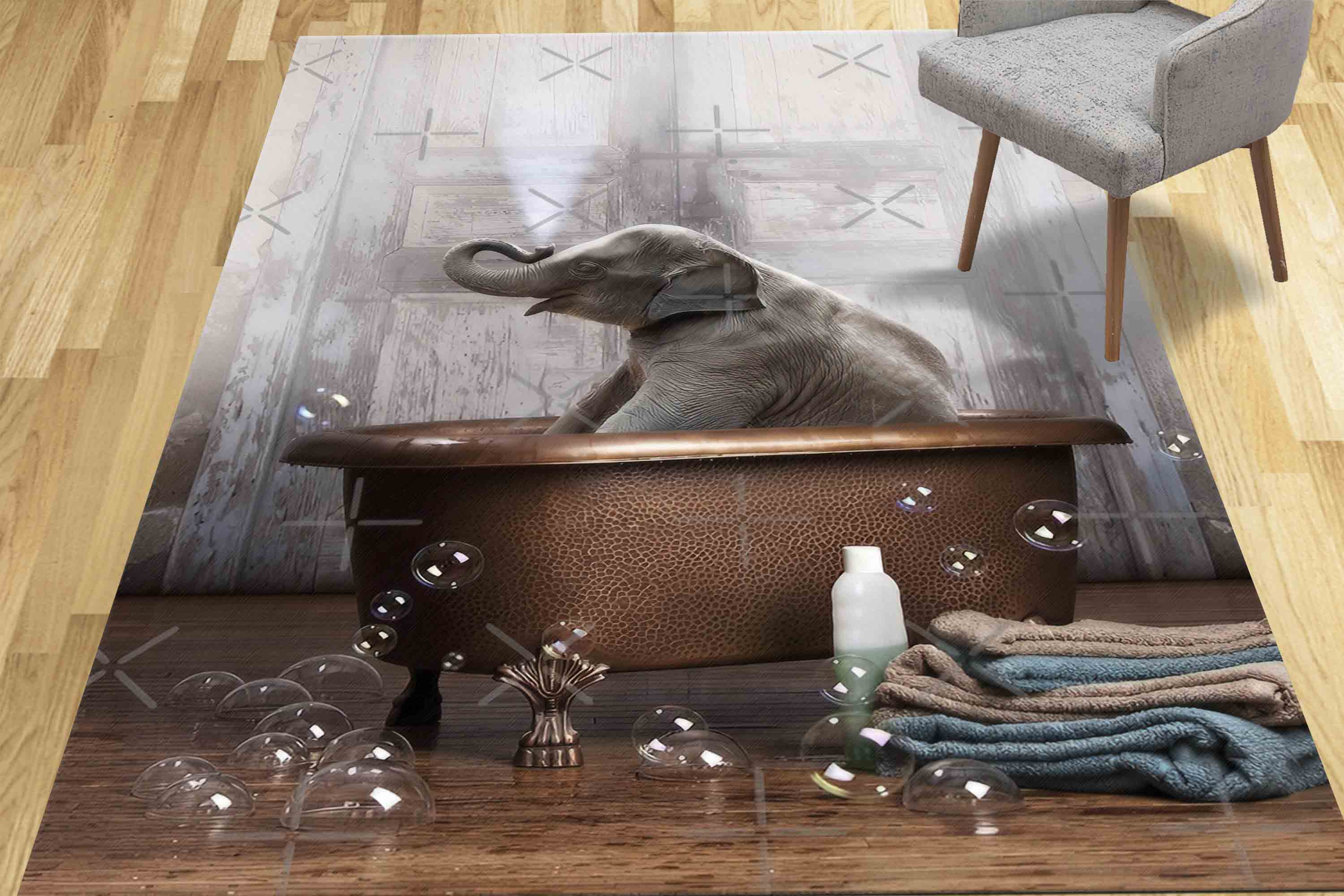 Cute Elephant Rug, Area Rug, Office Rug, Stair Rug, Hallway Rug, Animal ...