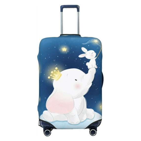 Cute Elephant Sitting In The Moon With Little Bunny Luggage Cover ...