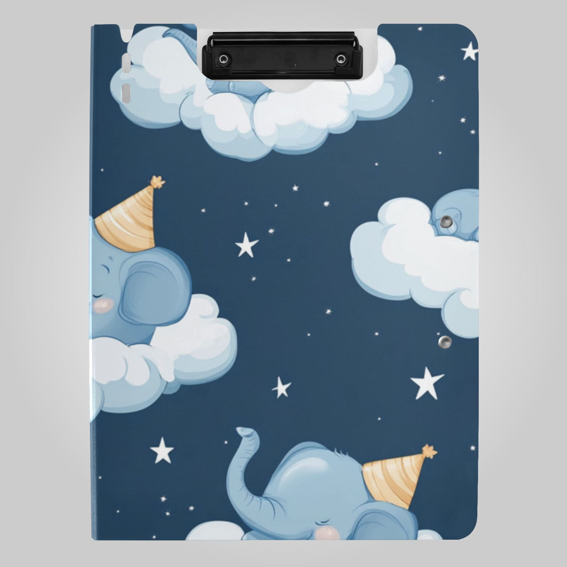 Cute Elephant Sleeping on Clouds Foldable Binder Folder Clipboard with ...