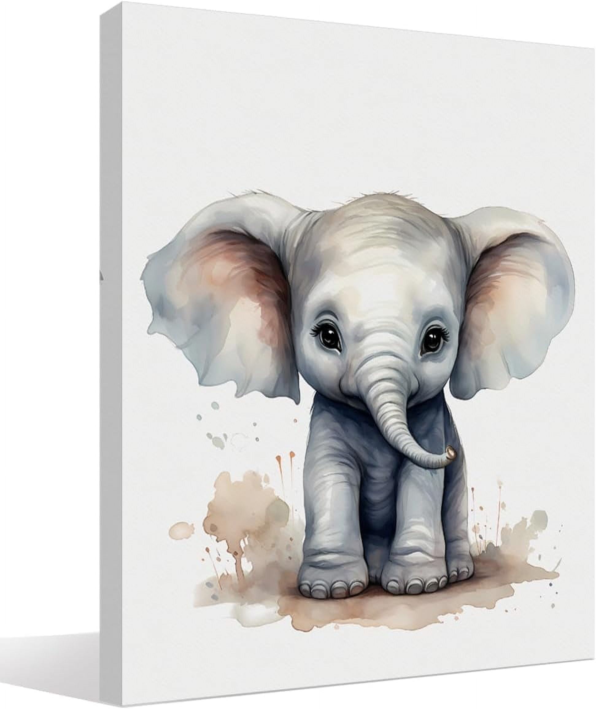 Cute Elephant Wall Art - Elephant Nursery Decor, Elephant Gifts for Kids, Watercolor Animal ...