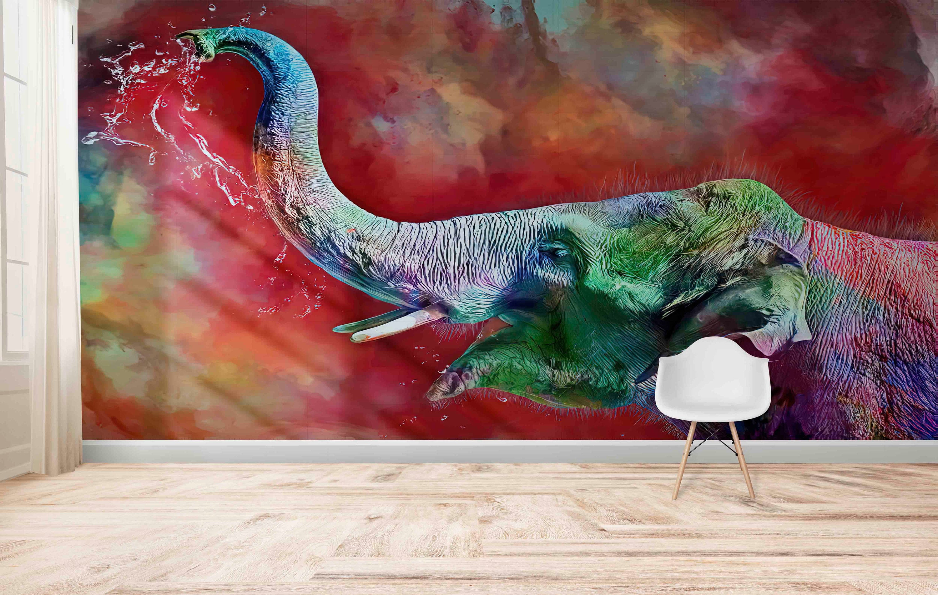 Cute Elephant Wall Poster, Bright Wallpaper, Colorful Elephant Wall ...