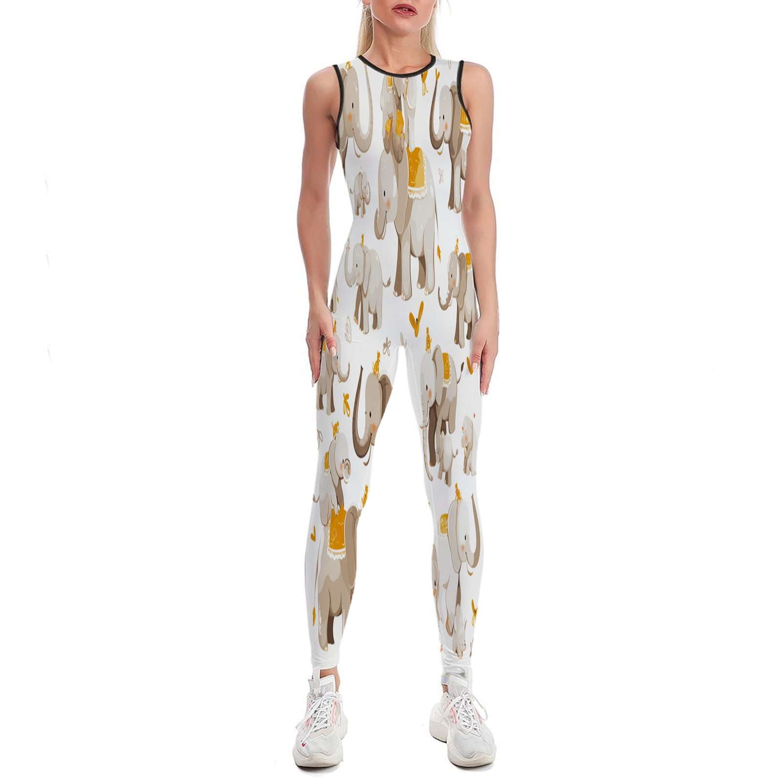 Cute Elephant Women's One Piece Yoga Jumpsuits Leggings Playsuit Gym ...