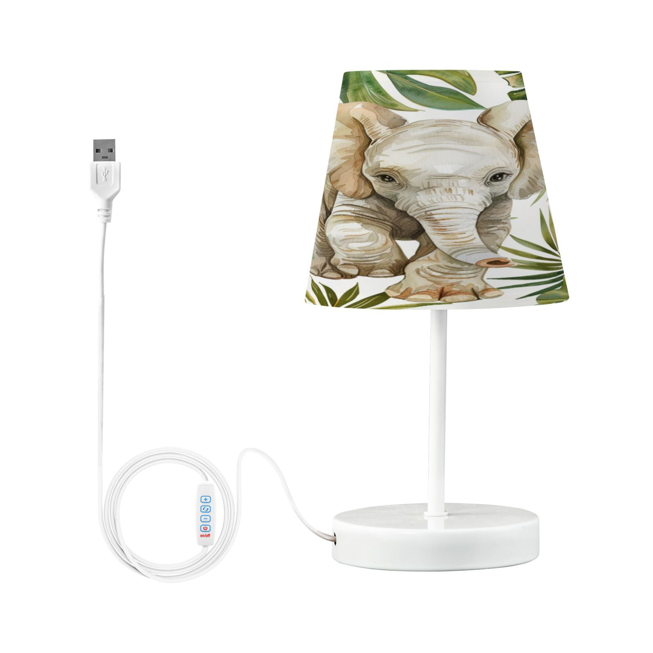 Cute Elephant and Leaf Desk Lamp LED Table Nightstand Lamps with 3 ...