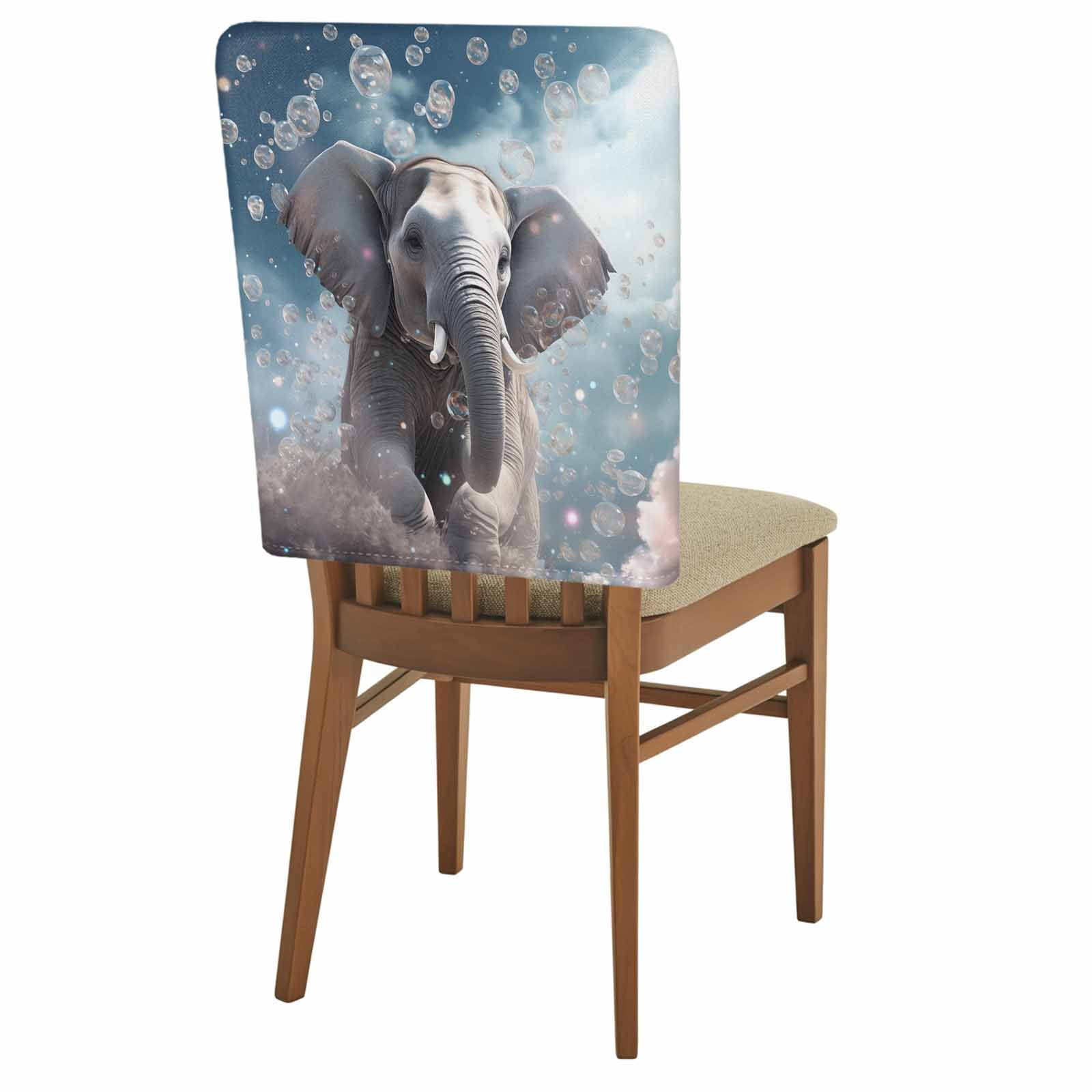 Cute Elephants Chair Back Covers Set of 6, Fantasy Stretch Dining Chair ...