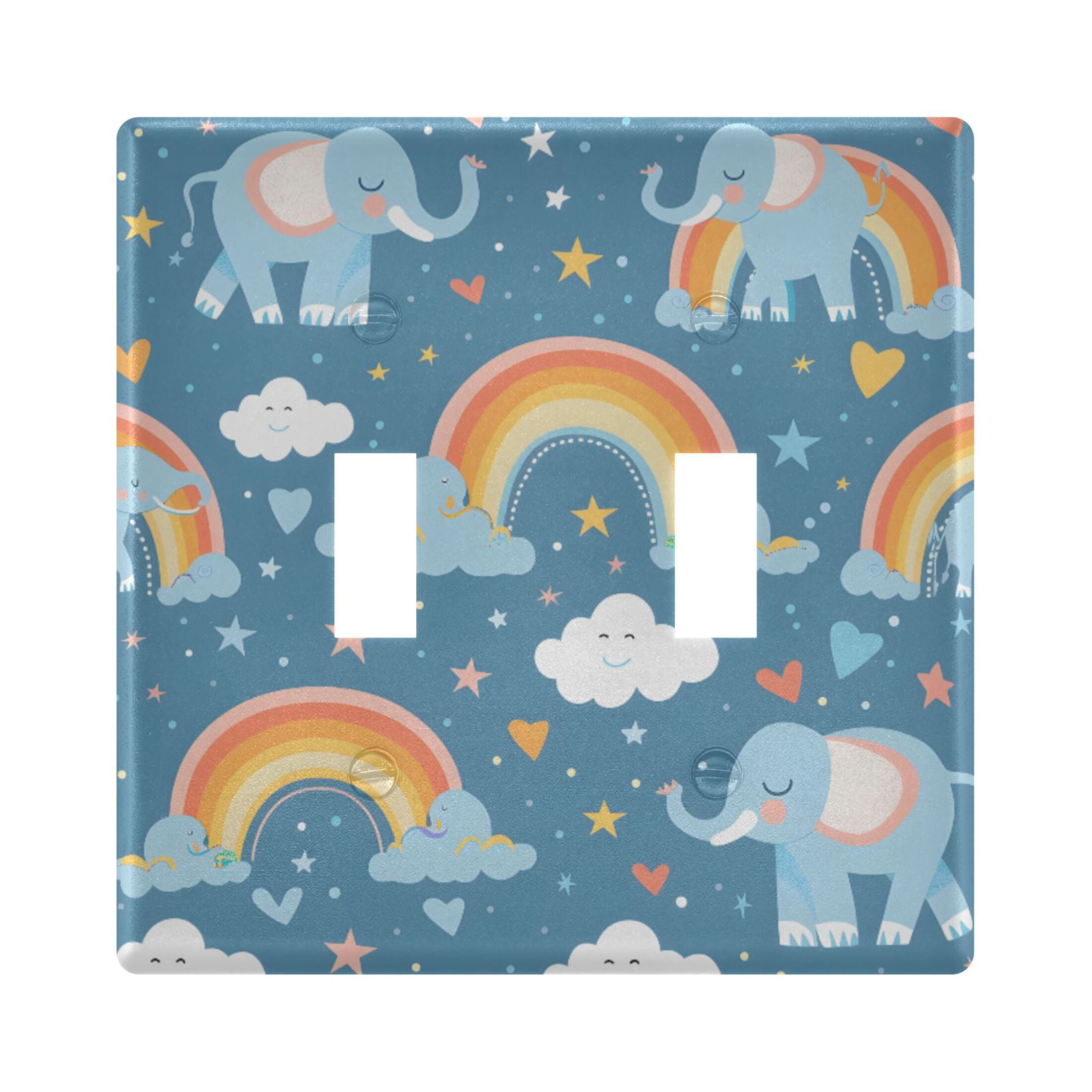Cute Elephants Clouds Rainbows Hearts Stars Light Switch Cover ...