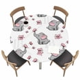 Cute Elephants Fitted Tablecloth with Elastic Edged, Round Table Cloth ...