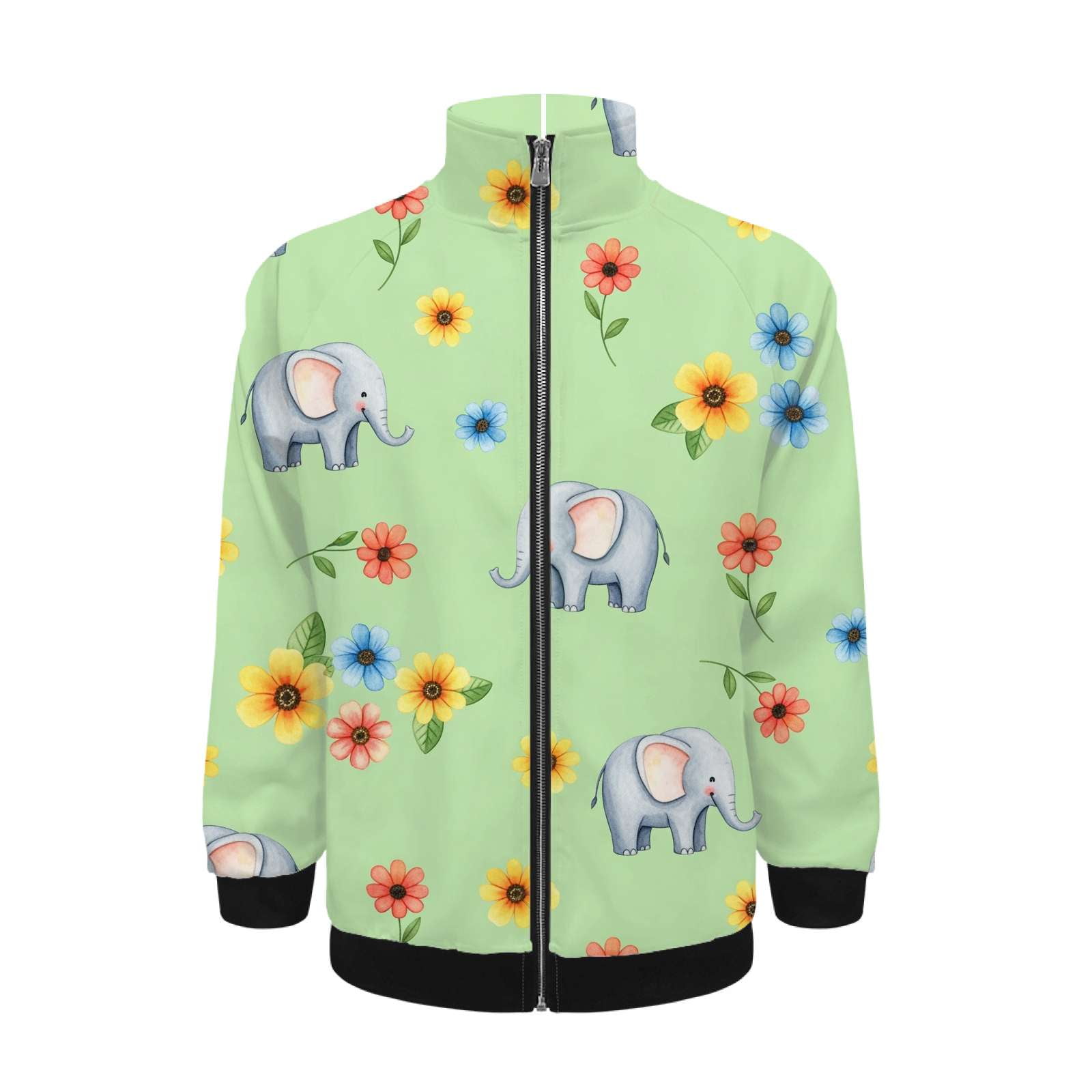 Cute Elephants Floral Pastel Pattern Jacket Men's Street Cool Long ...