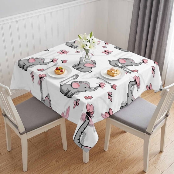 Cute Elephants Table Cloth Waterproof Tablecloths, Cartoon Funny ...