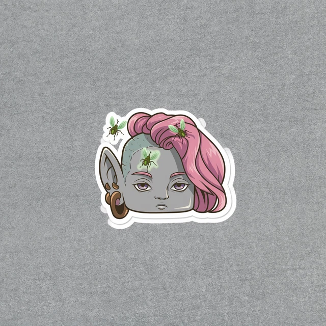 Cute Elf Girl With Pink Hair And Green Leaf Sticker Decalphone Decal ...