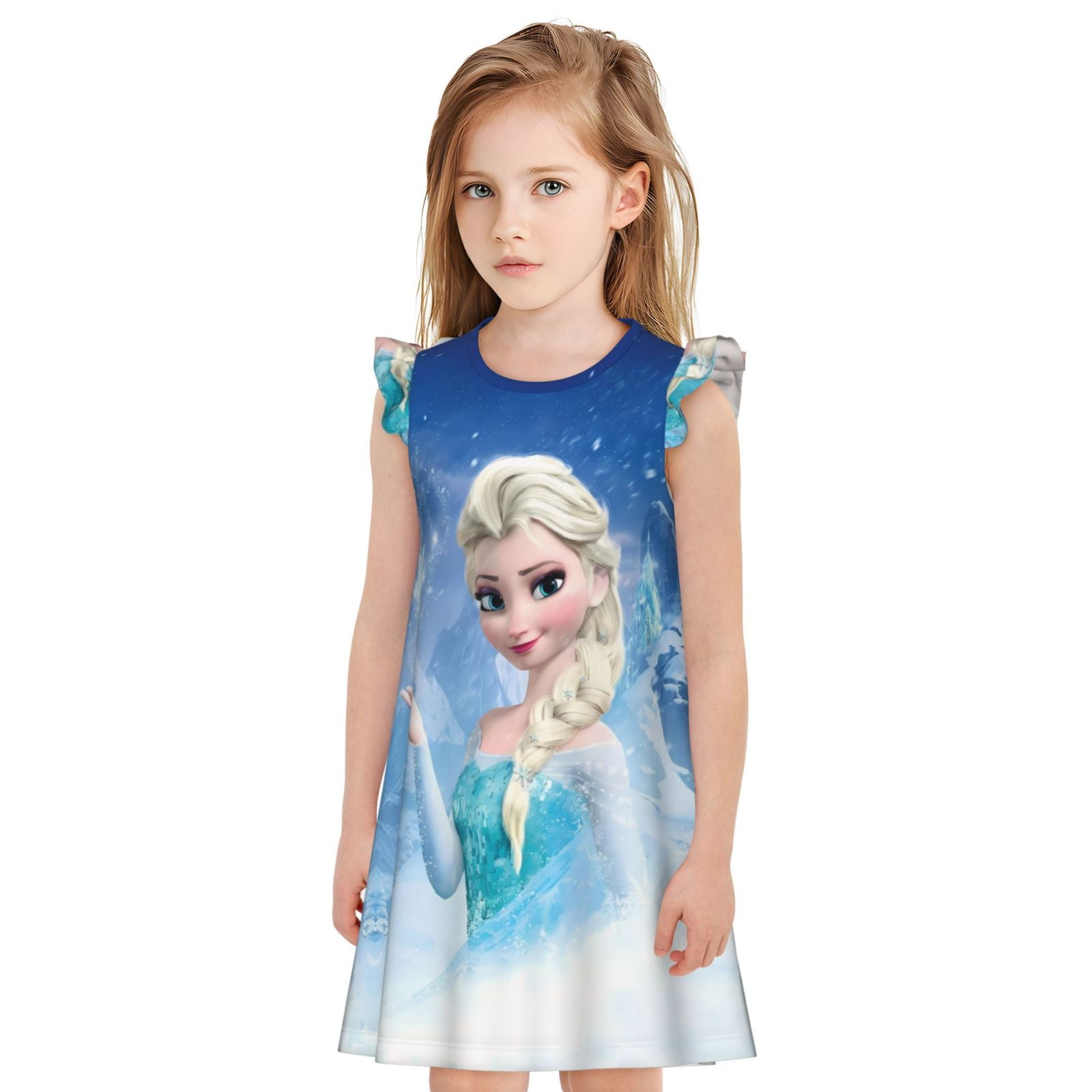 Cute Elsa Girls Nightgowns Pajamas Dress Short Sleeve Pjs for Kids M ...