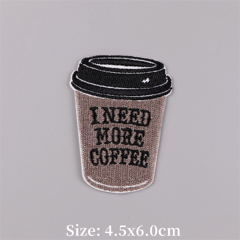 Cute Embroidered Patches Clothing Thermoadhesive Coffee Cup Patch Iron ...