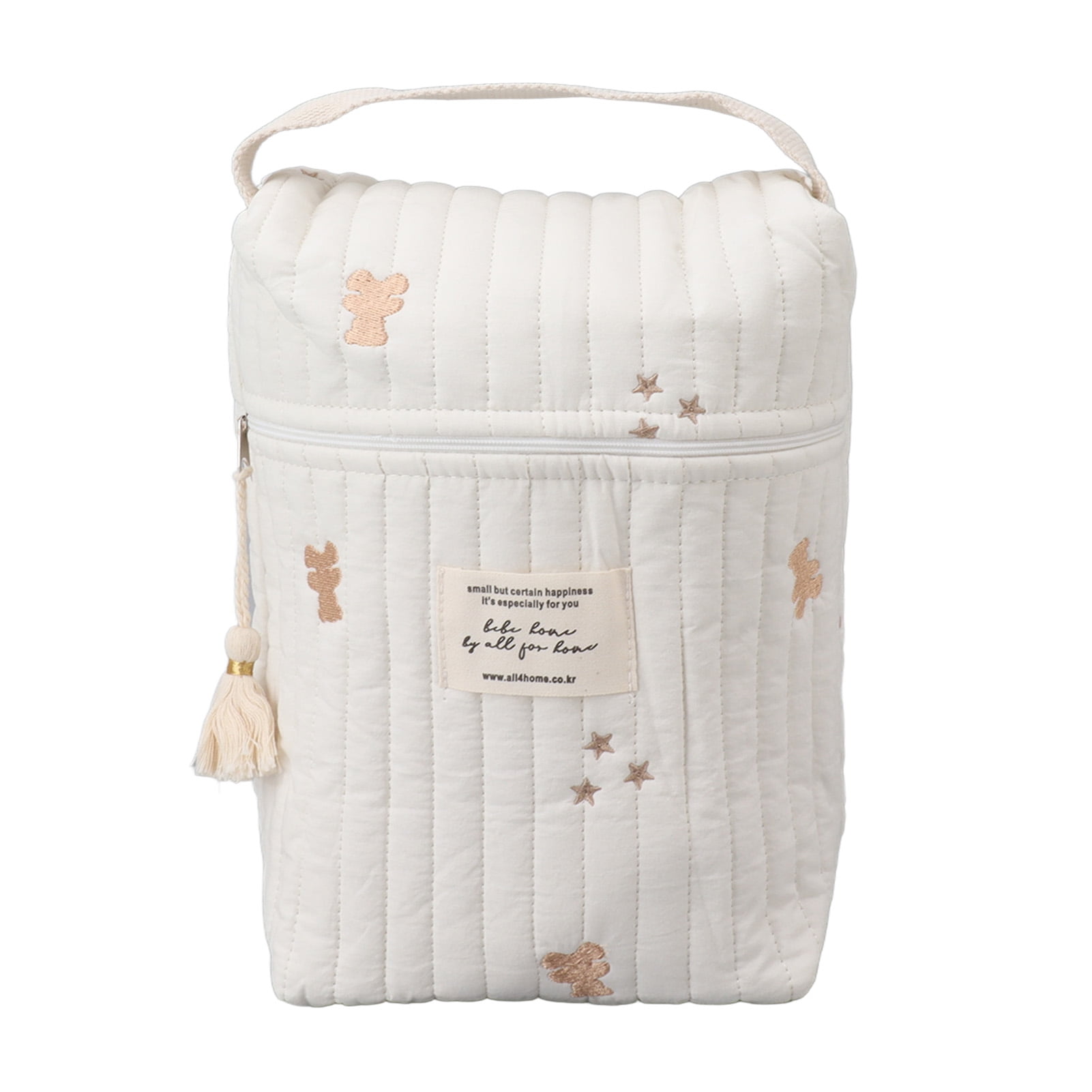 Cute Embroidered Pattern Diapers Bag Cotton Baby Stroller Zipper Bag ...
