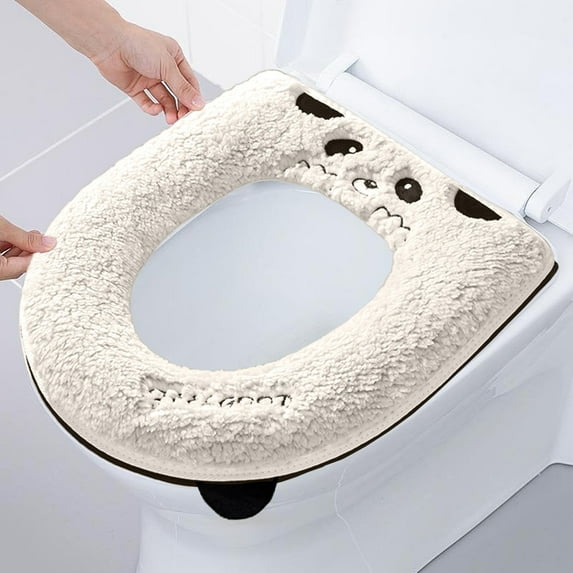 Cute Embroidery Toilet Seat Cover | Soft Polyester Washable Toilet Mat ...