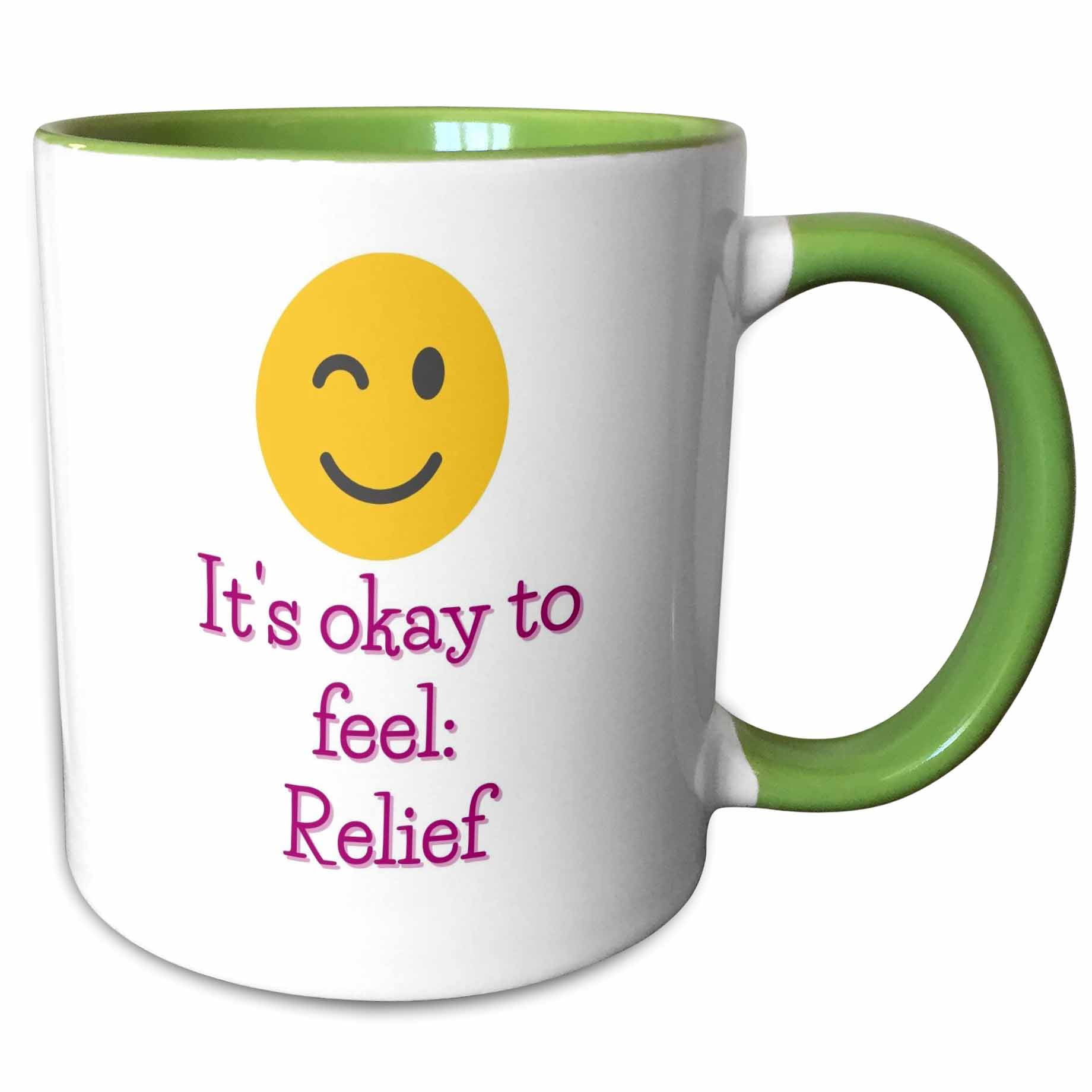 3drose, Cute Emoji Wth Text of Its Okay to Feel Relief, 15oz Two-tone ...