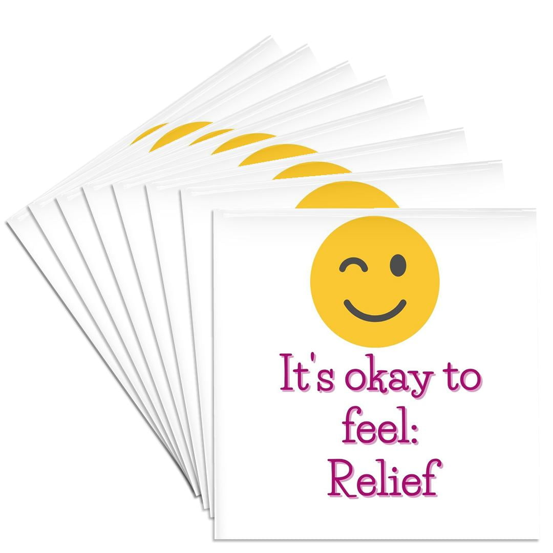 3drose, Cute Emoji Wth Text of Its Okay to Feel Relief, Set of 8 ...