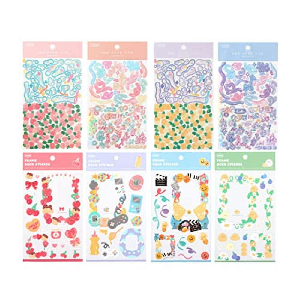 Cute Essential Kawaii Aesthetic Stationery Sticker Pack - 8 Sheets (258 ...