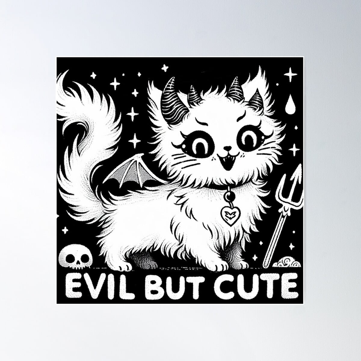 Cute Evil Cat Gothic Dark Witchy Poster Wall Art, Modern Wall Decor For Living Room Bedroom ...