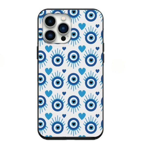 Cute Evil Eye Hearts Protection Pattern for iPhone 17 11 12 13 14 15 16 ...