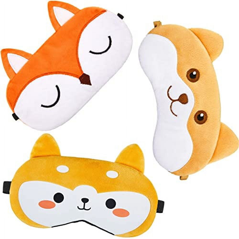 Cute Eye Mask for Sleeping 3 Pieces Cartoon Cat Dog Face Eye Cover ...