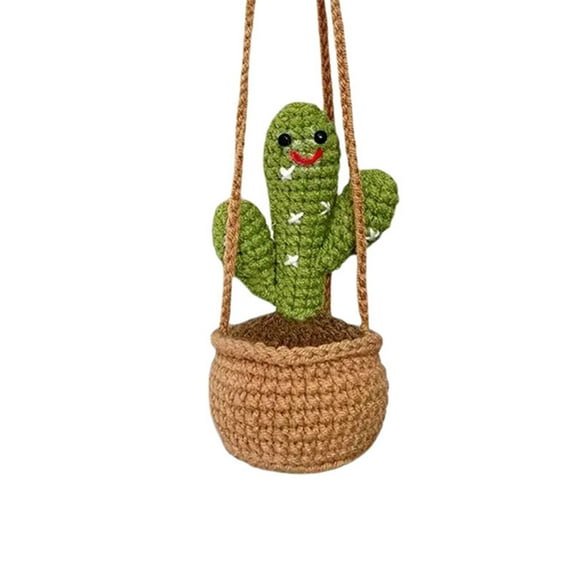 Cute Face Potted Crochet Pendant Rearview Interior Design Pendants ...