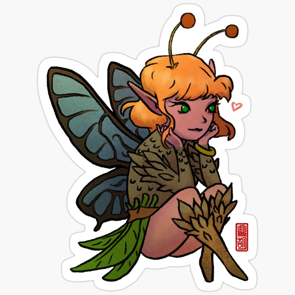Cute Faerie Fairy Girl Art Stickerphone Decal Water Bottle Stickers ...