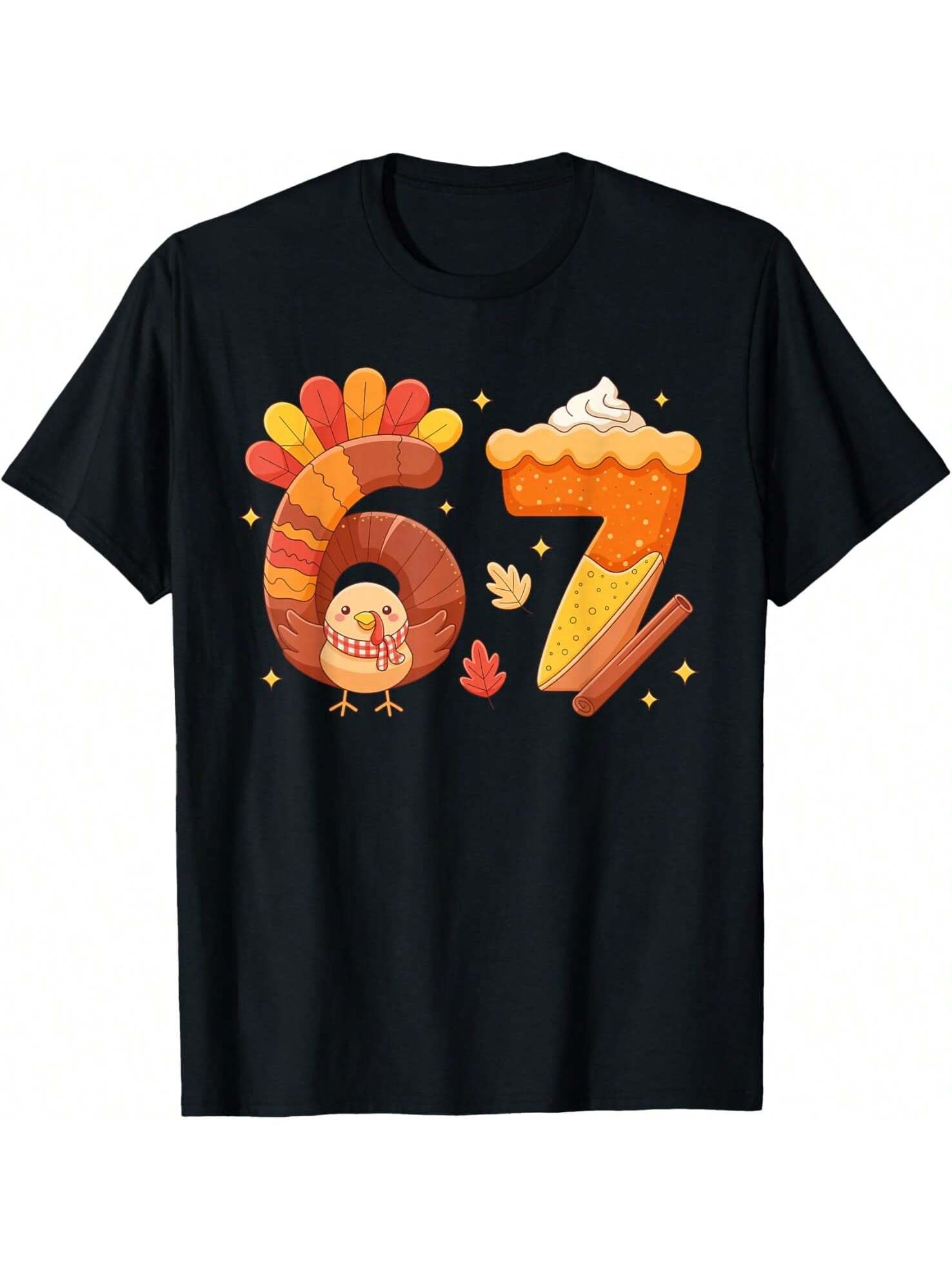 Cute Fall 67 Number Turkey Pie Graphic Unisex Short Sleeve T-Shirt ...