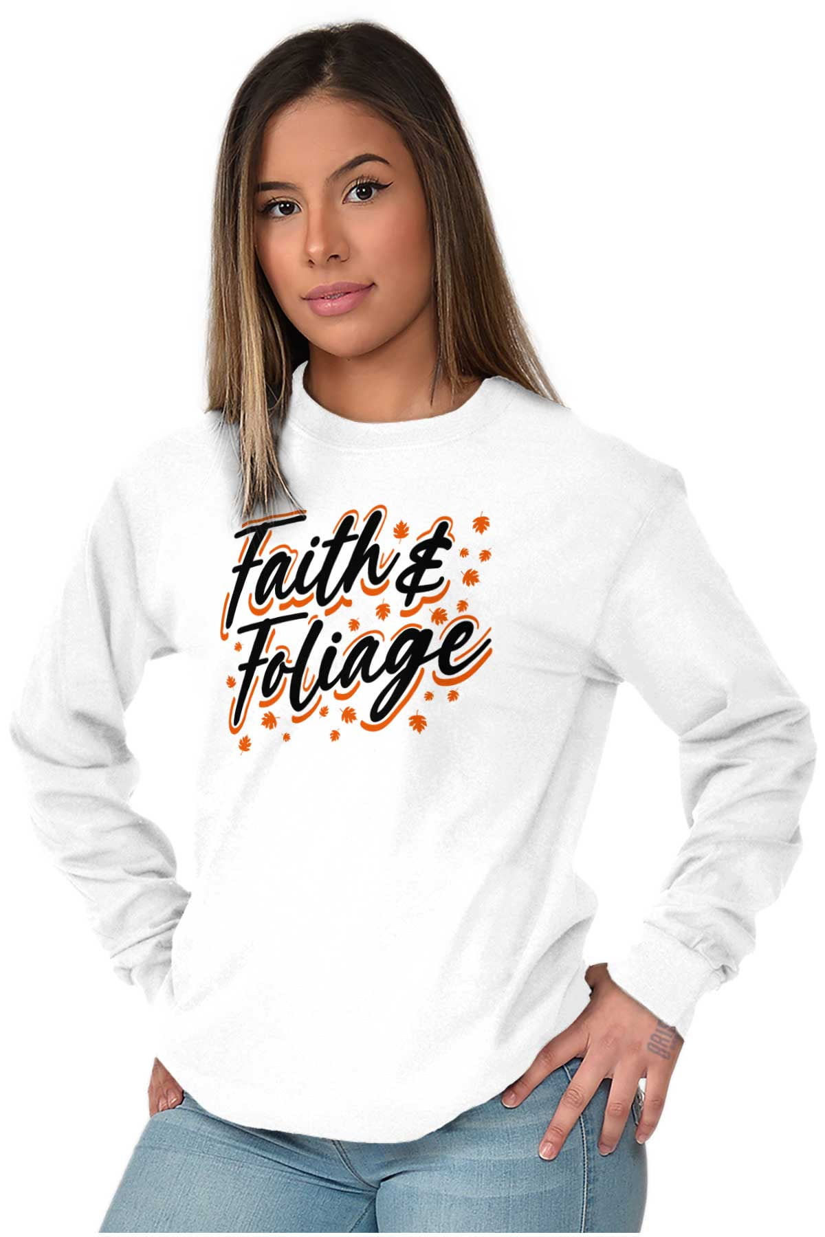 Cute Fall Autumn Faith and Foliage Women's Long Sleeve T Shirt Brisco Brands L - Walmart.com