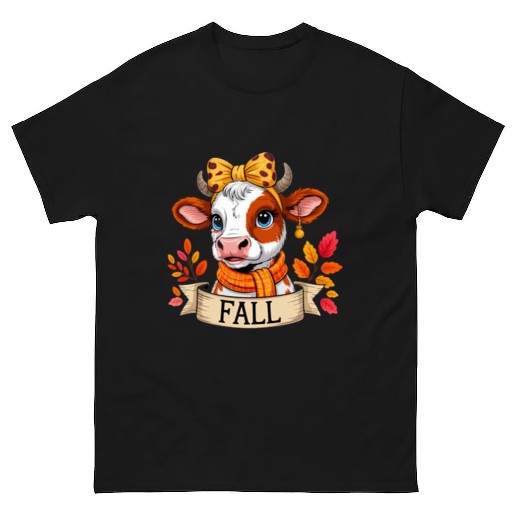 Cute Fall Cow Cute Autumn Farm Harvest Cozy Seasonal Unisex T-Shirt ...