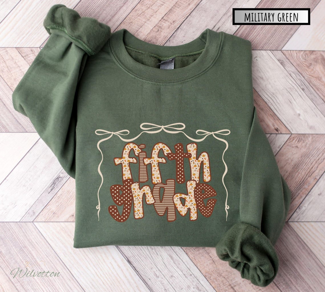 Cute Fall Fifth Grade Teacher Sweatshirt, Fifth Grade Pumpkin Season ...
