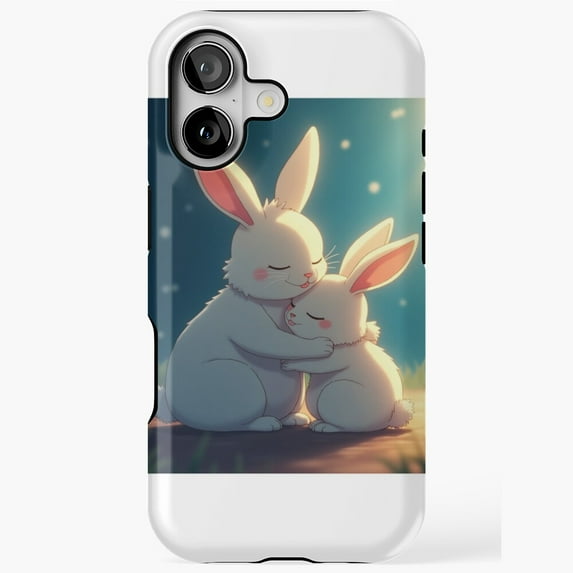 Cute Family Rabbit Bunny Hugs Anime iPhone Case 17 through 11 Pro Max ...