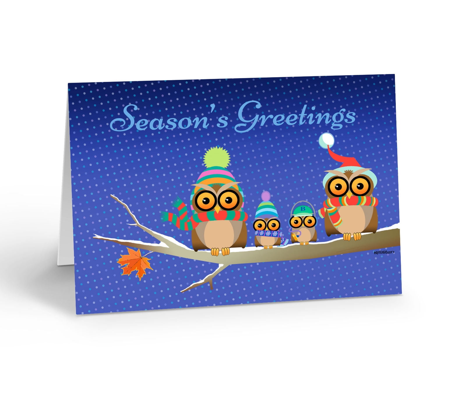 Cute Family of Owls Seasons Greetings - 12 Holiday Cards and Envelopes ...