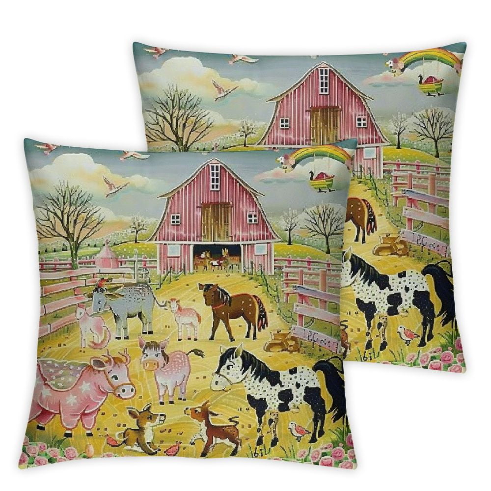 Cute Farm Animal 18x18 Inch Square Cartoon Throw for Living Room Bed ...