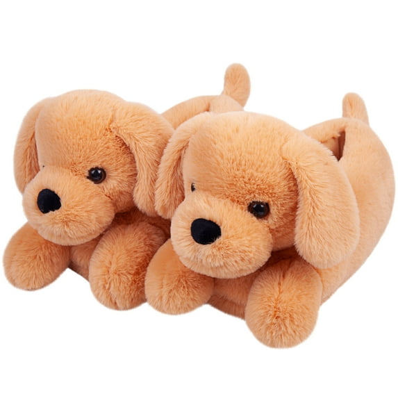 Cute Farm Animal Slippers for Women - Fuzzy Plush Winter Teddy Puppy ...