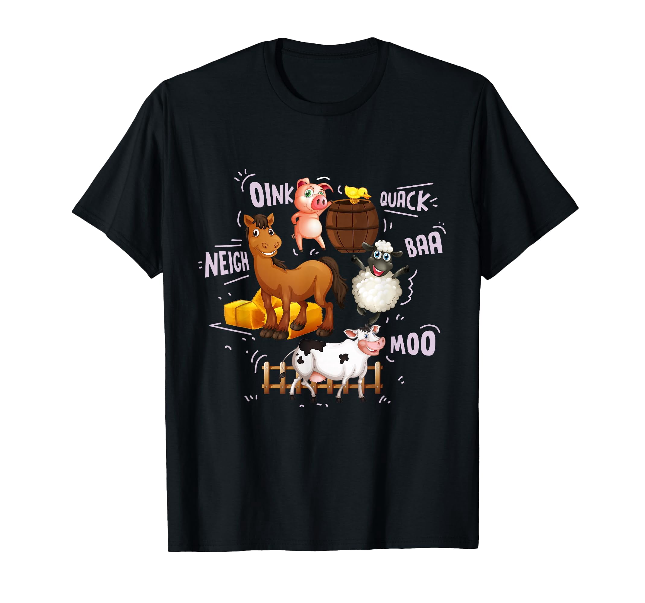 Cute Farm Animals Sound T-Shirt with Colorful Illustrations of Horse ...