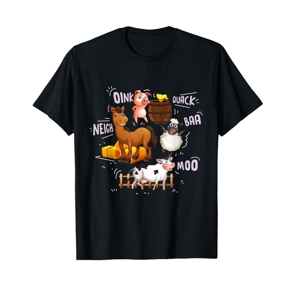 Cute Farm Animals Sound T-Shirt with Colorful Illustrations of Horse ...