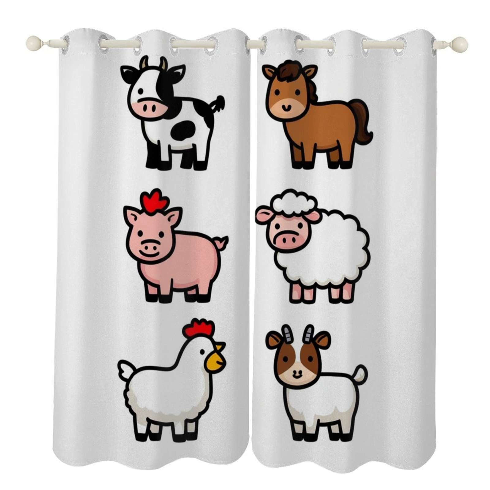 Cute Farm Animals Sunshade Curtains Home Bedroom Living Room Dining ...