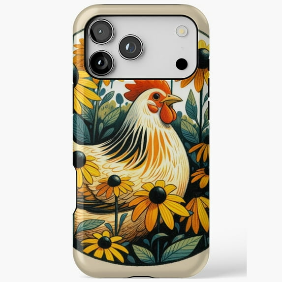 Cute Farm Chicken Poultry Art Tough Cover iPhone Case 17 16 15 14 13 12 ...